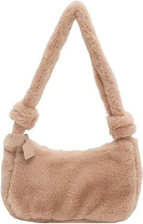 Generic Garhomtur Sac à bandoulière en fourrure moelleuse pour femme, sac à main en fausse fourrure, sac fourre-tout dhiver en peluche, kaki