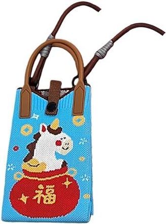 Generic Sac de t&eacute;l&eacute;phone tricot&eacute; pour lann&eacute;e du cheval 2026, sac &agrave; bandouli&egrave;re personnalis&eacute; de cheval de dessin anim&eacute;, cadeau de Nouvel An, A7, M