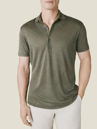Luca Faloni Elba Polo in Khakigr&uuml;n aus Leinen-Jersey f&uuml;r Herren