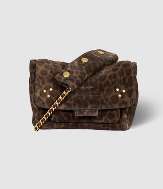 Jerome Dreyfuss Sac Lulu S Cuir Su&eacute;d&eacute; Imprim&eacute; L&eacute;opard Kaki
