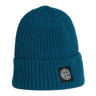 Stone Island Homme, Accessoires, Bleu, Taille: ONE Size Bonnet côtelé Verde Aw25