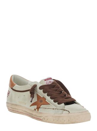 Golden Goose Mens Sneakers Super Star Nabuk White-Grey Nubuck Leather Trainers