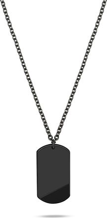 s.Oliver Herren Necklace - Halskette aus mattiertem Edelstahl mit Taganh&auml;nger - IP Schwarz - Ankerkette verstellbar bis 60 cm - wasserfest & hautfreundlich