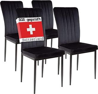 Albatros-Moebel Chaises de Salle &agrave; Manger Modena, Lot de 4, Noires, test&eacute;es SGS