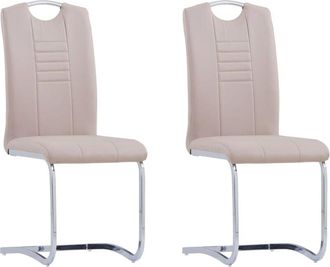 vidaXL Chaises &agrave; manger cantilever lot de 2 cappuccino similicuir vidaXL