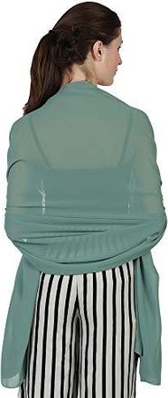 World of Shawls World of Scarfs Écharpes en mousseline de soie douce pour mariages, soirées, occasions spéciales Grande taille 90 x 190 cm - Vert