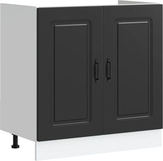 vidaXL Sp&uuml;lenunterschrank Kalmar Schwarz 80x46x81,5 cm Holzwerkstoff - Vidaxl