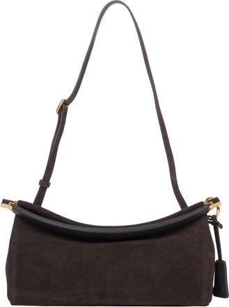 Estro & Luminara Femme, Sacs, Brun, Taille: ONE Size Sac bandouli&egrave;re en velours avec d&eacute;tails dor&eacute;s