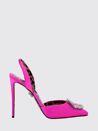 Philipp Plein Escarpins slingback en satin brod&eacute; avec boucle bijou