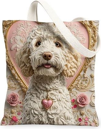 Generic Labradoodle Sac fourre-tout en toile pour faire du shopping 33 x 38,1 cm, sac d&eacute;picerie r&eacute;utilisable pour femme, motif animal de compagnie, d&eacute;coration