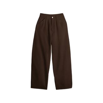 Christophe Lemaire Femme, Pantalons, Brun, Taille: 34 FR Pantalon Large en Twill Cass&eacute; Teint