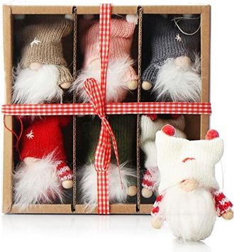 Com-Four 6X pendentifs P&egrave;re No&euml;l Haut de Gamme pour larbre de No&euml;l, pendentifs Figurines darbre de No&euml;l enchanteurs comme tentures darbre, d&eacute;corations de No&euml;l