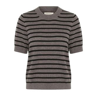 Part Two Schwarzer Gestreifter Strickpullover - - Knitwear - Damen - Gr&uuml;n - M