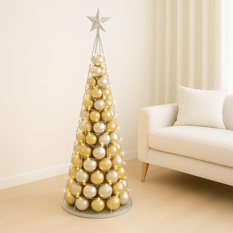 Mendler Deko-Baum HWC-O91, Weihnachtsbaum Schmuckbaum Weihnachtsdeko Christbaum zum Beschm&uuml;cken, Metall 160cm - silberfarben