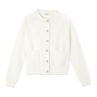 Oltre Cardigan Jacke mit Mikro-Pailletten - - Knitwear - Damen - Wei&szlig; - XS