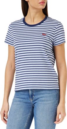 Levi's Damen Perfect Tee Tea Stripe Brunnera Blue XXS