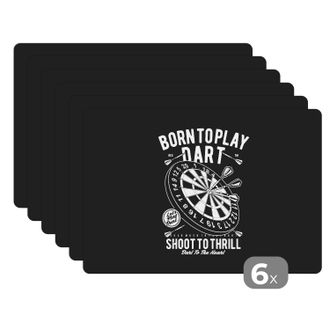 MuchoWow Placemats Platzdeckchen Platzset Tischset 6-teilig Tischdeko Untersetzer 45x30 cm Mancave - Dartscheibe - Darts - Vintage