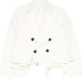 sacai Femme, Vestes, Blanc, Taille: 38 FR Veste Tailleur x Denim