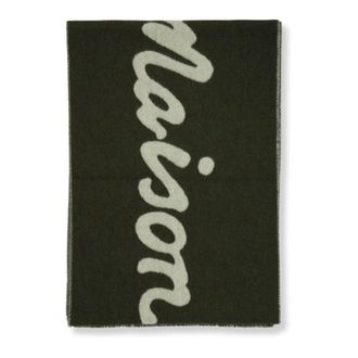 Maison Kitsun&eacute; Homme, Accessoires, Vert, Taille: ONE Size Handwriting Scarf