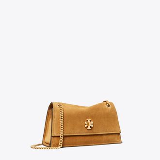 Tory Burch Damen Mini Kira Schultertasche aus Wildleder mit Drehverschluss