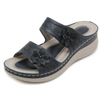 Generic Pantoufles d&eacute;t&eacute; pour femme &agrave; t&ecirc;te ronde tendance avec bouche de poisson - Sandales creuses d&eacute;contract&eacute;es - Grande taille, bleu, 36.5 EU