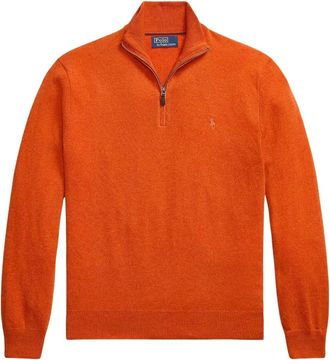 Polo Ralph Lauren Homme, Pulls, Orange, Taille: XL Pull à demi-zip avec logo brodé
