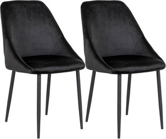 Altobuy Altobuy - tinto - Lot de 2 Chaises Velours Noir et Pieds Acier