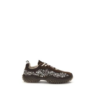Miu Miu Crystal-Embellished Suede Sneakers - Brown