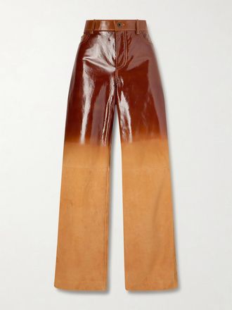 Loewe Pantalon Droit En Daim &Agrave; D&eacute;grad&eacute; - Marron