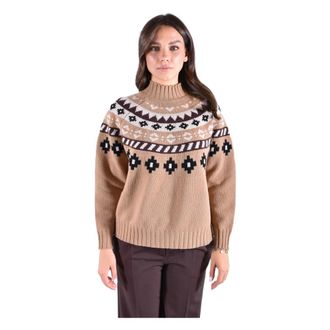 Max Mara Femme, Pulls, Beige, Taille: 38 FR Pull en Tricot Jacquard avec Manches Raglan
