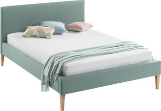 Norrwood home24 Polsterbett Nowra 140 x 200cm Strukturstoff Blau/Hellblau Eiche