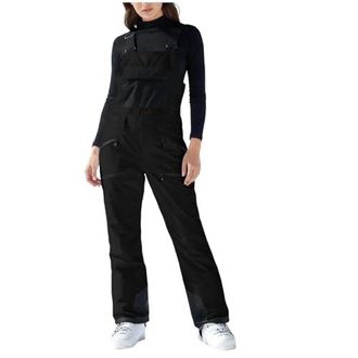 Generic Pantalon de ski pour femme - Imperm&eacute;able - Chaud - Coupe-vent - Bretelles r&eacute;glables, Noir, 3XL