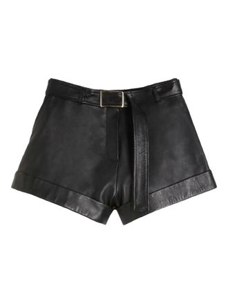 Sportmax belted cuffed leather shorts - Schwarz