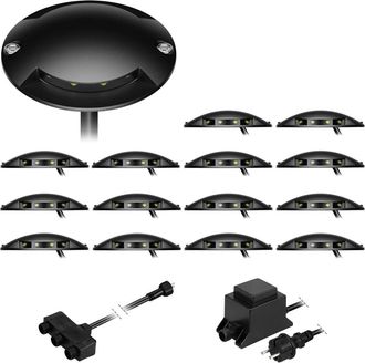 LEDs Com LED Boden-Aufbau-Leuchte Bunda schwarz, 2-flammig, für außen, befahrbar, warm-weiß, 15er Set