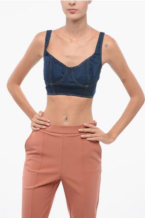 Elisabetta Franchi Dark Wash Denim Bustier Top size 40