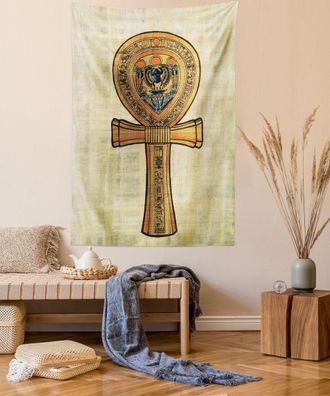 Abakuhaus Ägyptisch drucken Wandteppich und Tagesdecke, Antique Culture Sign, aus Weiches Mikrofaser Stoff Wand Dekoration Für Schlafzimmer, 110 x 150 cm, Creme