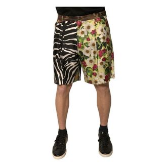 Dolce & Gabbana Seiden Patchwork Chino Shorts mit Logo - - Shorts - Herren - Mehrfarbig - M