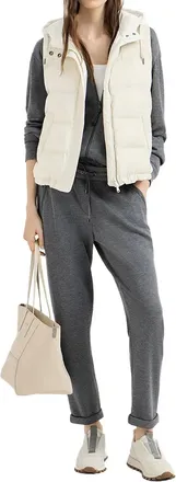Brunello Cucinelli Cotton-Silk French Terry Hoodie - Gray