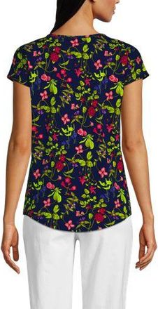 Lands End Shirt aus Baumwolle/Modal-Mix mit Ballett-Ausschnitt, Damen, Gr&ouml;&szlig;e:48-50 regular, Blau, Baumwolle Modal, by Lands End