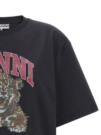 Ganni Tiger Graphic Print T-shirt - Black