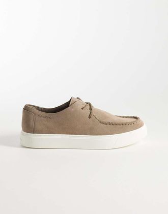 Calvin Klein Jeans - Hybrid-Schn&uuml;rschuhe aus Wildleder in Khaki mit dicker Sohle-Gr&uuml;n