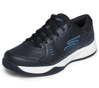 Skechers Damen Viper Court Smash-Athletic Indoor Outdoor Pickleball Schuhe | Relaxed Fit Sneakers, Schwarz/Blau, 38.5 EU