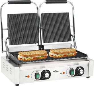 vidaXL Doppelter Gerillter Panini-Grill 3600 w 57x30,5x20 cm - Vidaxl