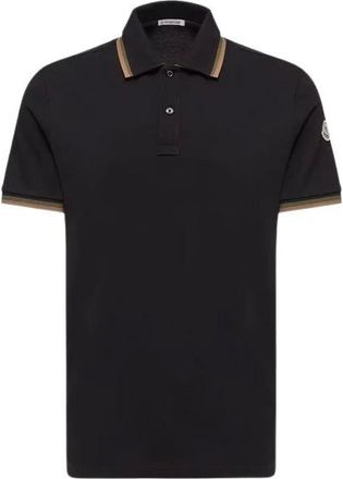 Moncler Homme, Tops, Noir, Taille: XL Double Collar Cotton Piquet Polo