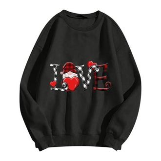 Generic 2026 Sweat-shirt &agrave; col rond pour homme et femme pour la Saint-Valentin, gris fonc&eacute;, 3XL