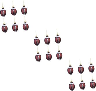 Pretyzoom 3sets Weihnachten Ornamente 9cm Kunststoff Festliche H&auml;ngen F&uuml;r Home Weihnachten Baum Rugby 6 St&uuml;cke * 3