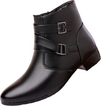 Generic Bottines Chelsea tendance &agrave; bout pointu avec sangles et fermeture &eacute;clair lat&eacute;rale pour homme, Noir, 45 1/3 EU