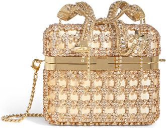 Self Portrait Crystal-Embellished Satin Box Clutch