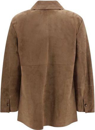 Max Mara Womens Brown Lamb Ovis Aries Leather Jacket Clothing