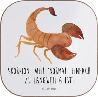 Mr. & Mrs. Panda Untersetzer Tasse Skorpion Unikat - Geschenk, Geschenke Astrologie, f&uuml;r Gl&auml;ser, Coaster, Wasserzeichen, Geheimnisvoll, Sternzeichen, Tierkreiszeichen,